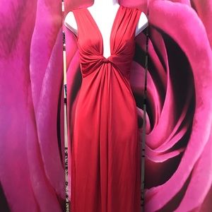 chicline | Dresses | Plunging Neck Line Red Maxi Dress | Poshmark